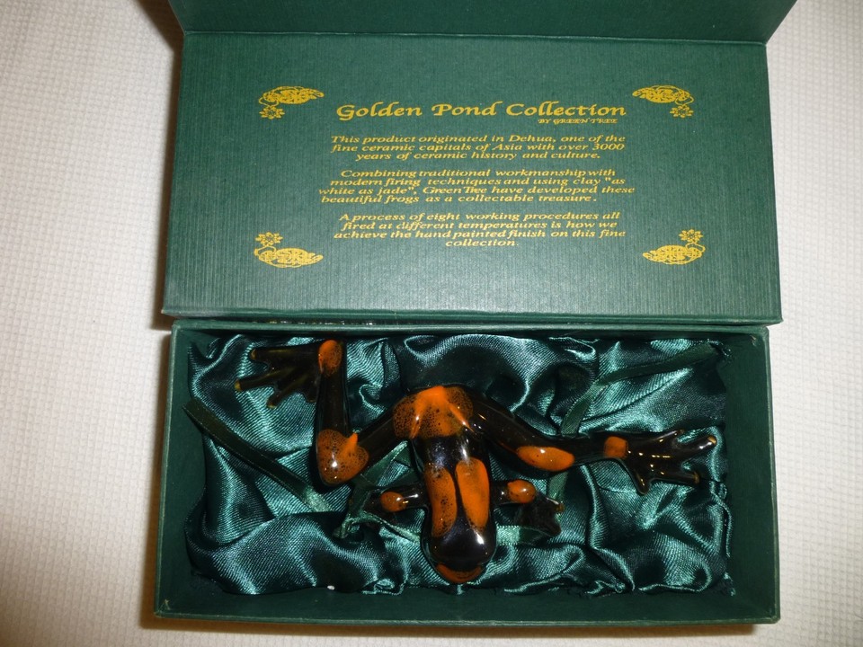 Green Tree Golden Pond Collection Red and Brown Ceramic Tree Frog ...