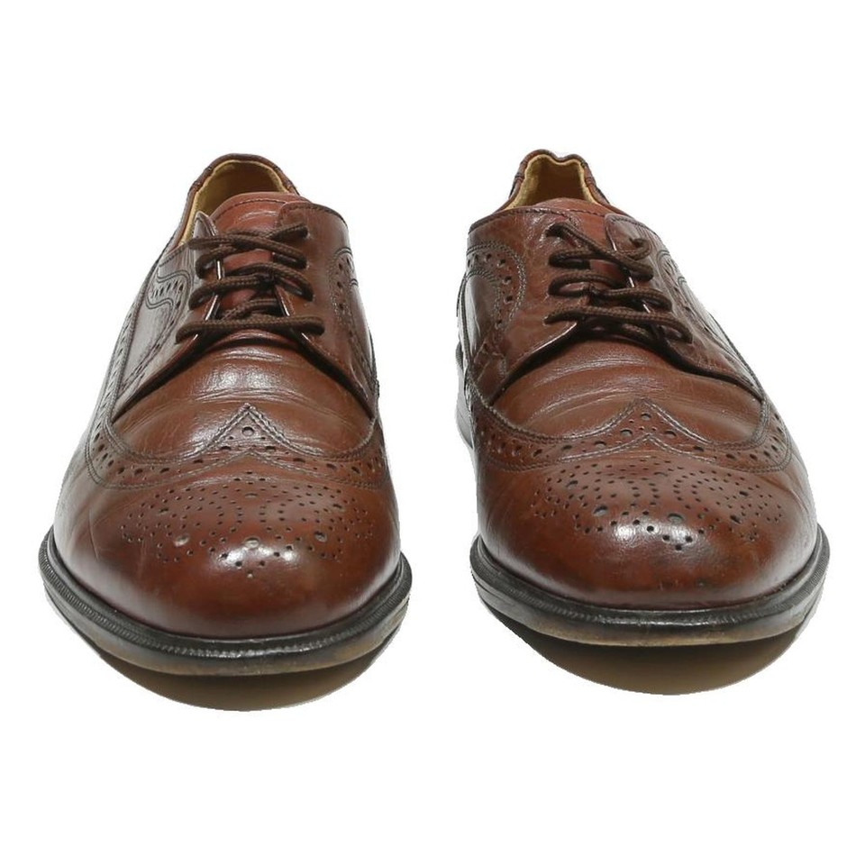 GALLUS Mens Brogue Leather Shoes Brown UK 8.5 Classic Lace-Up Dress ...