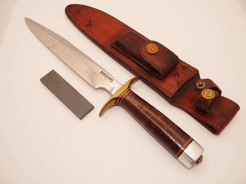 Randall Knife Model 1-8 Fighting Knife Brass Tang Nut & Brown Snaps ...