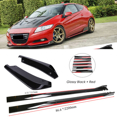 For Honda CR-Z Gloss Black Red Side Skirt Rear Bumper Chin Lip Spats ...