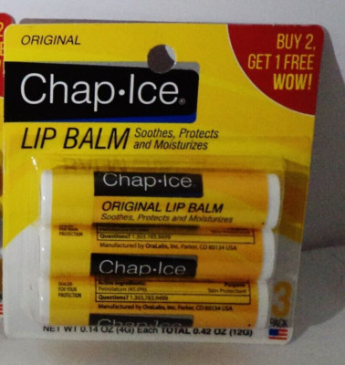 3 ORAL LAB Chap Ice Original Lip Balm Moisturizes For Dry Chapped ...