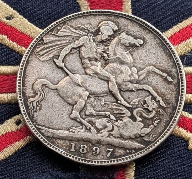 1897 Solid Silver Antique Queen Victoria Crown Coin Juventus Vintage ...