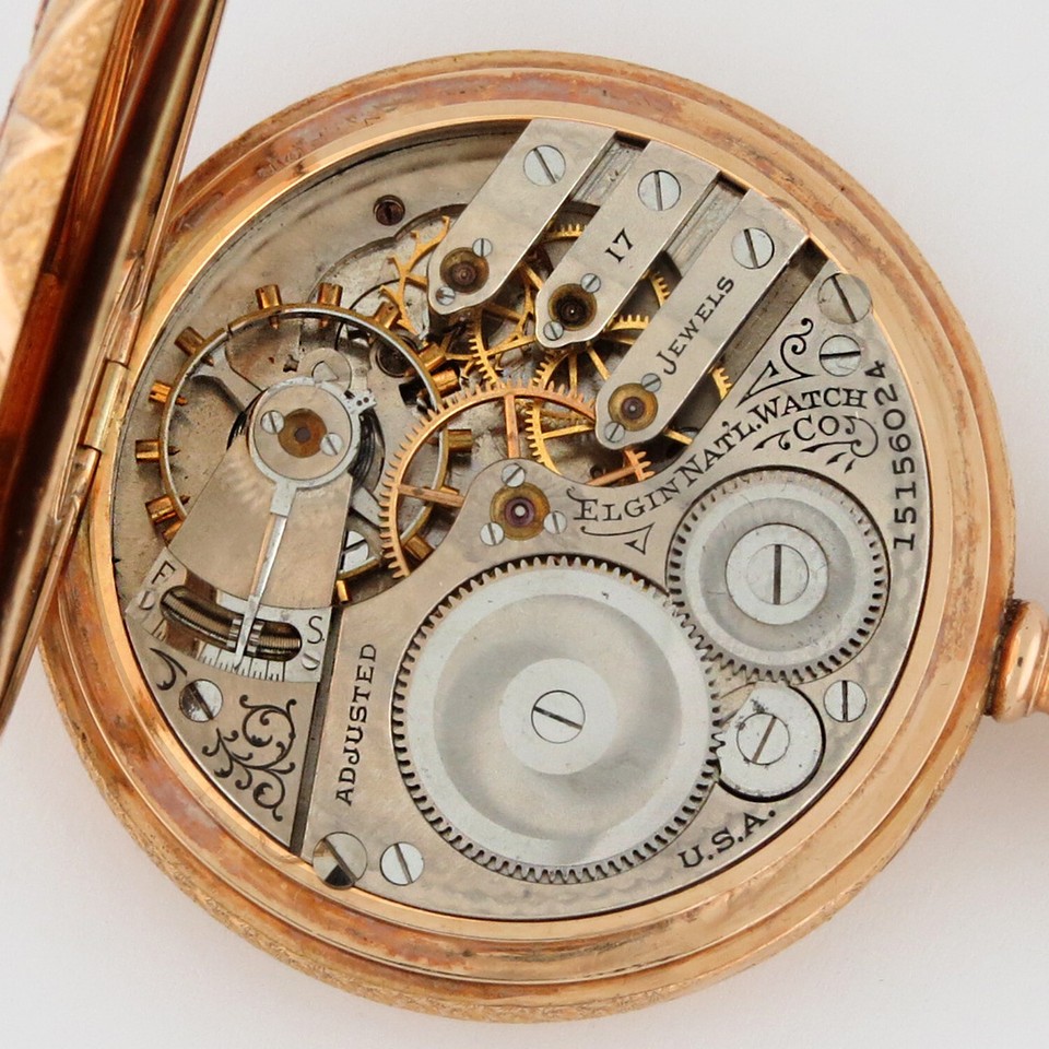 Elgin 16s 14K Gold Multi-Color Hunter HC Great White Fleet Pocket Watch ...