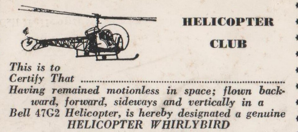70s Helicopter Charter Card Shelby NC Dave Merrifield Trapeze ...