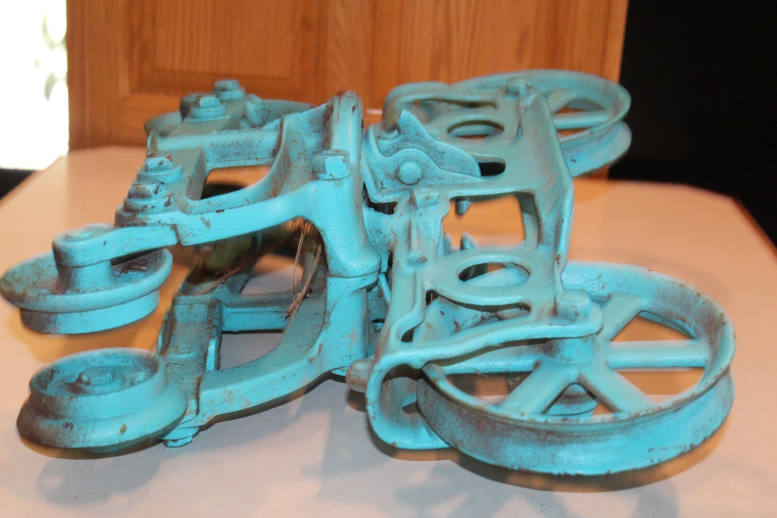 Vtg Antique Old Hay Trolley Farm Barn Repurpose Light Industrial Cast ...