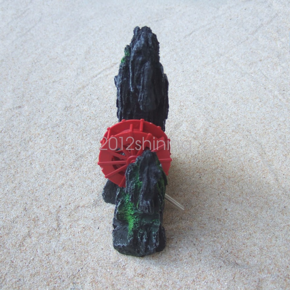 Resin Mountain Rock Pavilion Bubble Waterwheel Fish Tank Aquarium ...
