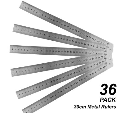 Bulk 36 x 30cm / 12 Inch Metal Rulers Steel Metric & Imperial | eBay