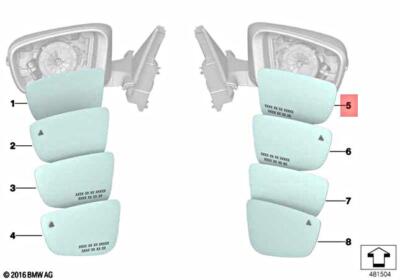 Genuine BMW M5 F90 G11 G12 G14 G15 G30 Mirror Glas Wide-Angle Right ...