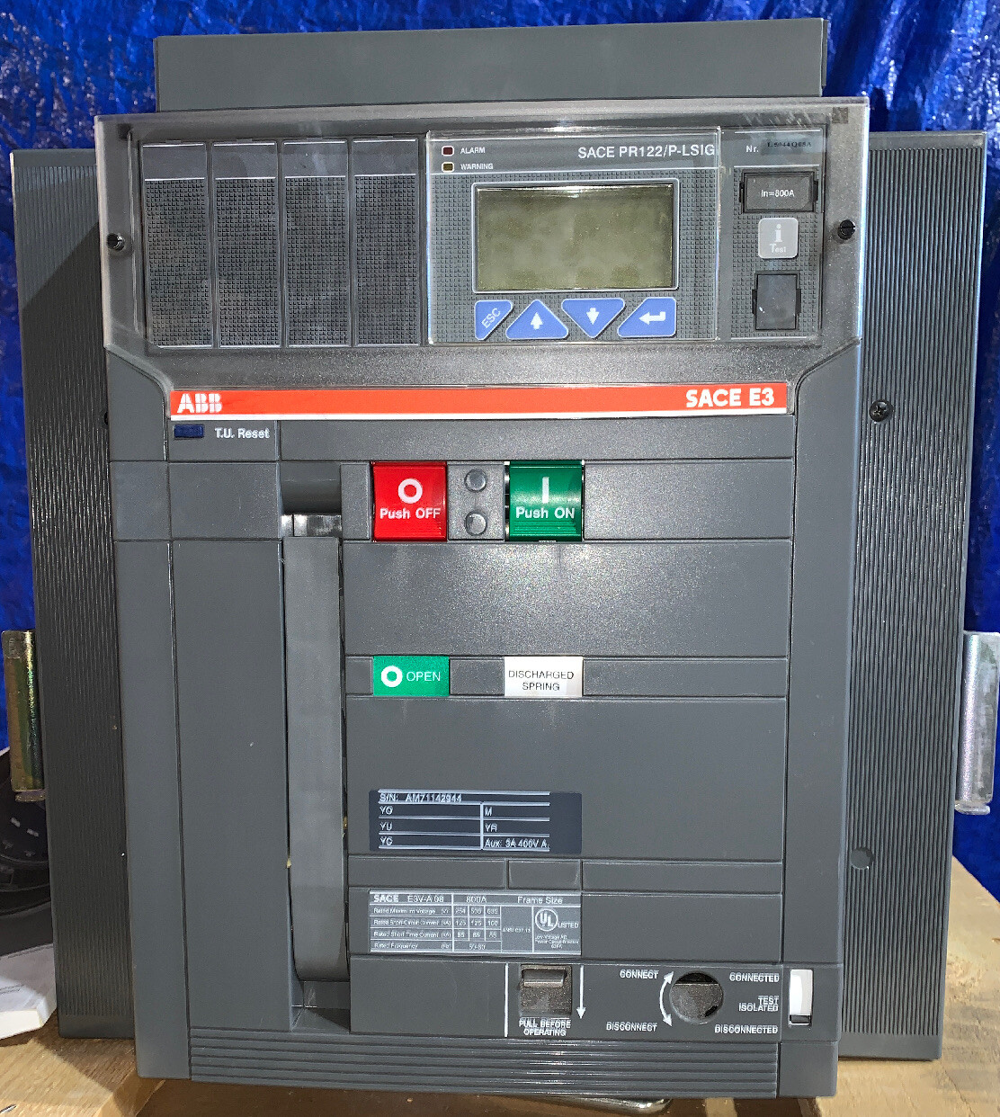 ABB SACE E3 E3V-A 08 800A Frame Size Circuit Breaker w/ PR122/P-LSIG ...