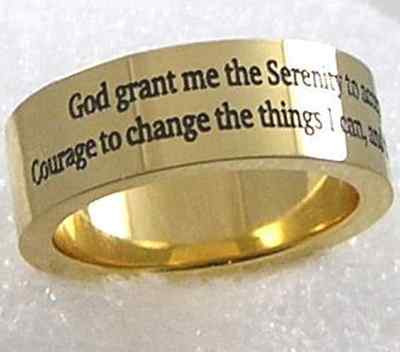 Gold Serenity Prayer Ring Stainless Steel Recovery 12 Step AA Unisex 7 mm | eBay