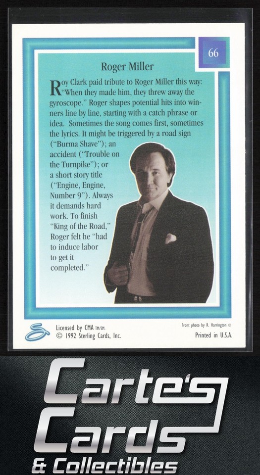 Roger Miller 1992 Sterling Country Gold #66 | eBay