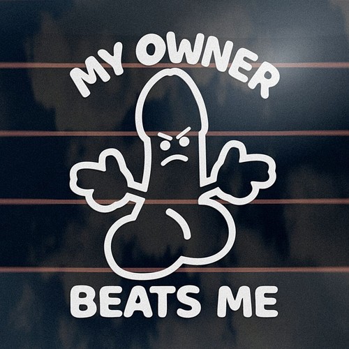 MY OWNER BEATS ME Sticker 140mm funny penis joke prank car vinyl decal ...