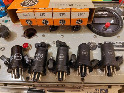 FIVE(5) TV7D/U RETESTED STRONG RCA/GE/KEN-RAD 6SC7 Tubes - 50's Fender ...