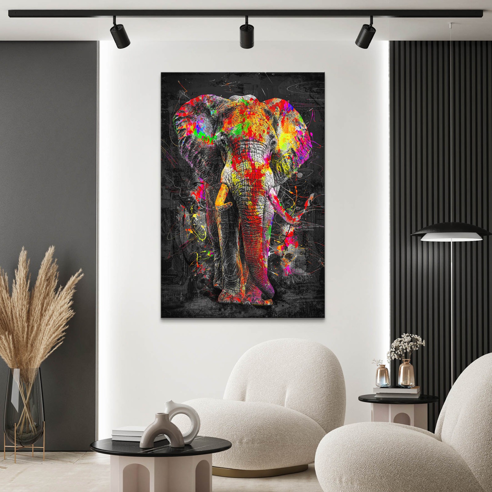 Elefanten Leinwand Bild Modern Abstrakt Kunst Tier Wandbilder XXL ...