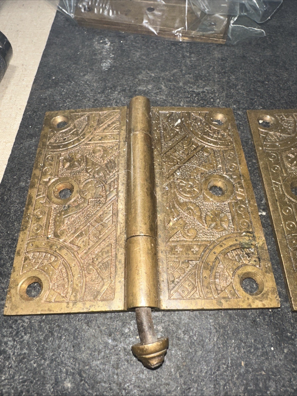 Solid Brass Ornate Door Hinges Early 1900s Art Deco Set Of Three 4x4 ...
