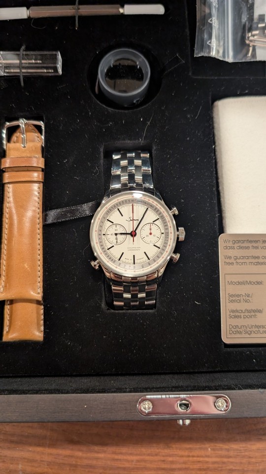 Sinn 910 Anniversary Chronograph Automatic Silver Watch Box & Papers | eBay