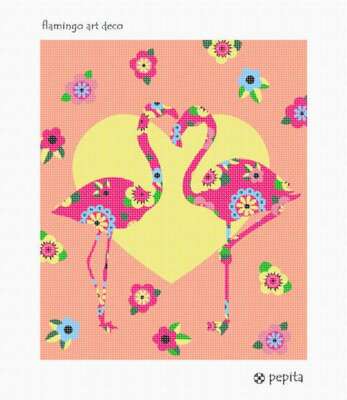 Flamingo Art Deco Needlepoint Kit or Canvas | eBay