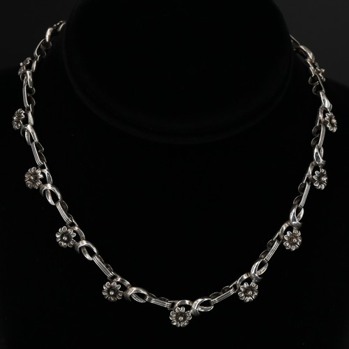VTG Sterling Silver - ART DECO Flower Infinity Loop 15.5" Chain ...