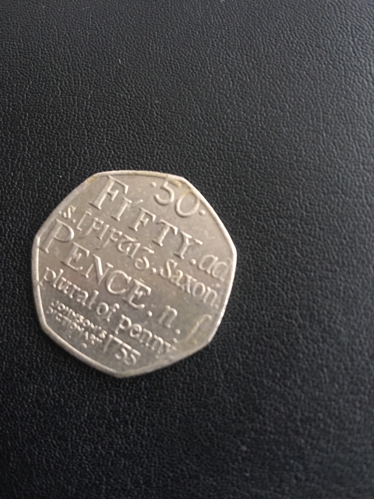 Rare 50p Johnsons Dictionary 1755 Saxon Plural Of Penny 50 Pence Coin ...