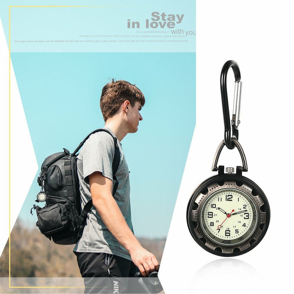 Outdoors Clip-On Carabiner Backpack Luminous Night Watch With Compass ...
