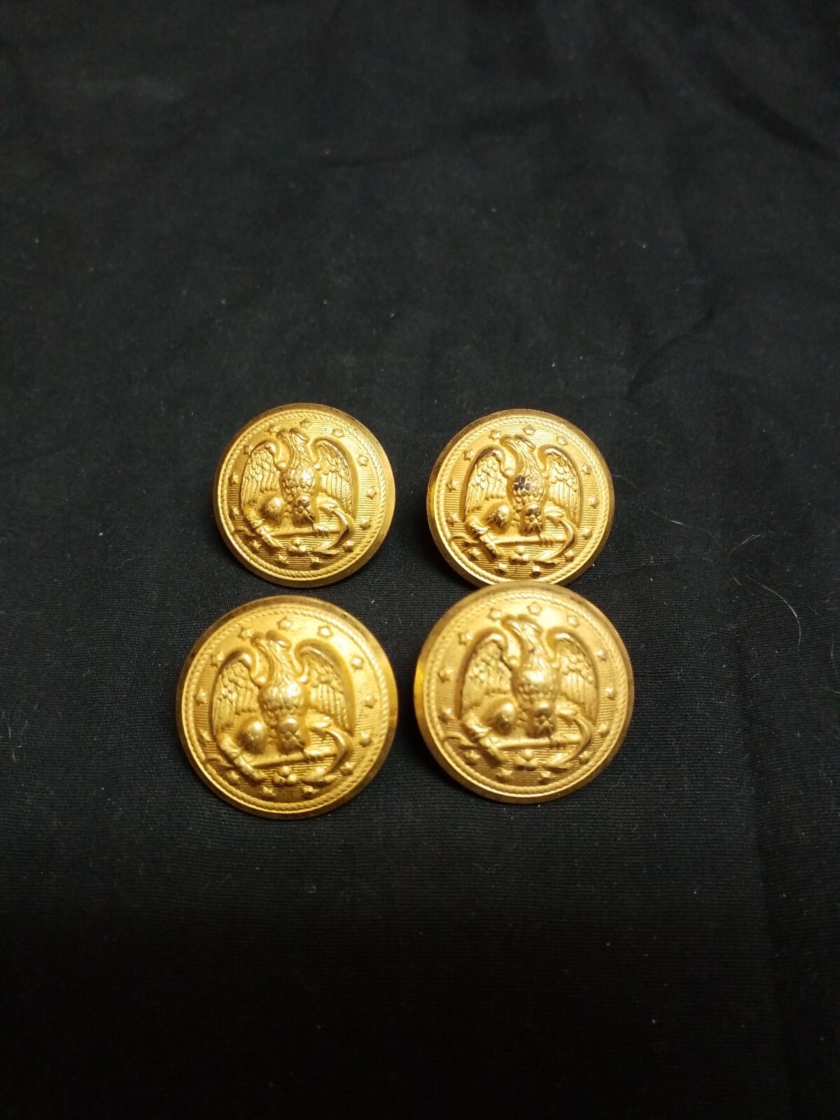 Vtg. Waterbury Button Co., "Eagle" Naval Uniform Gilt Cuff Buttons, Set ...