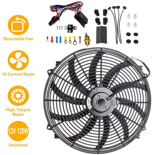 High 3500-CFM 16"Inch Electric Radiator Cooler Fan Thermostat Relay ...