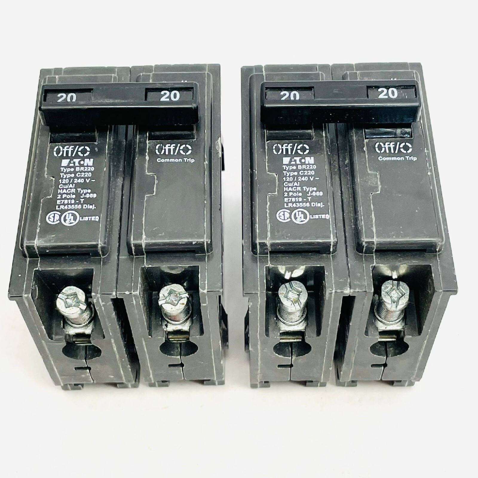 (LOT OF 2) EATON 20 AMPS BR220 CIRCUIT BREAKER 2 PLOE 120/240V | eBay