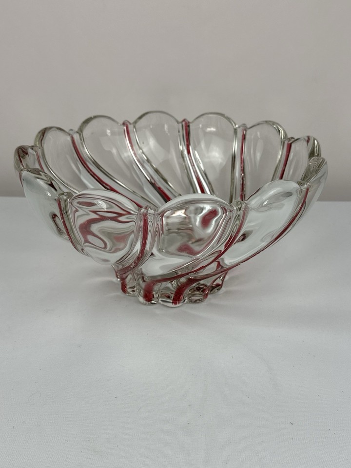 Vintage Peppermint Red Swirl Glass Dish Large | eBay