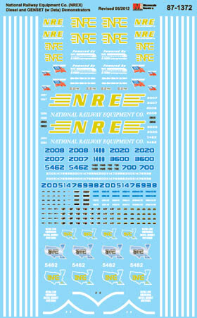 Microscale HO Railroad Decal Set National Railway Equipment NRE Genset ...