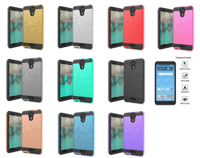 For Wiko Ride W-U300 Metallic Slim Brush Hybrid Case Cover + Tempered ...