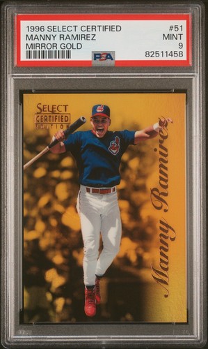 1996 SELECT CERTIFIED MIRROR GOLD #51 MANNY RAMIREZ /30 PSA 9 MINT for ...
