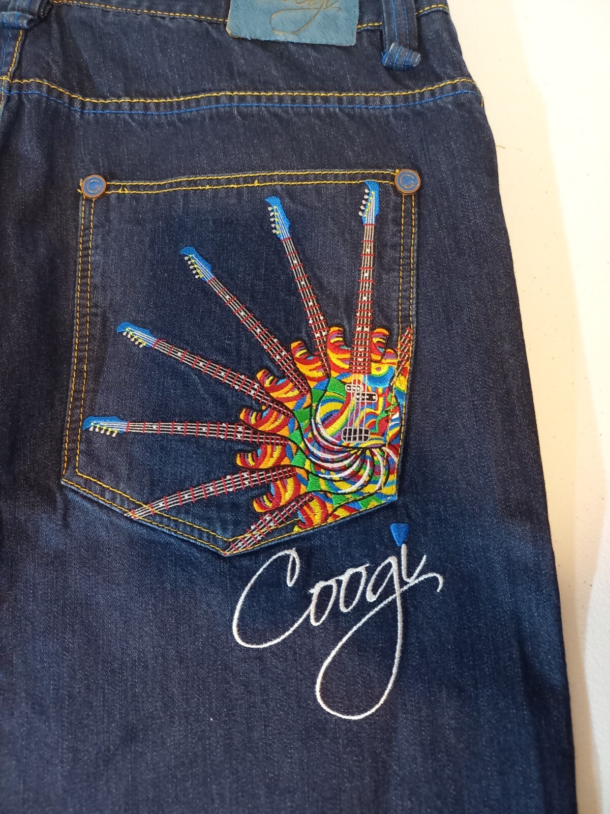 Coogi Dark Blue Colorful Bermuda Denim Shorts. Sz. 42 - Gem