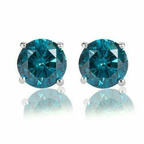 Adorable 2ct Lab Created London Blue Topaz Stud Earrings Gold Plated | eBay