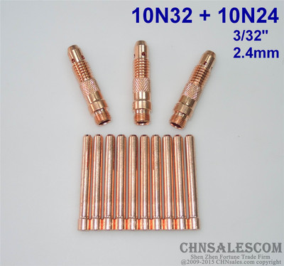 13 pcs 10N32 Collet Body and 10N24 Collet Tig Welding WP-17/18/26 2.4mm ...
