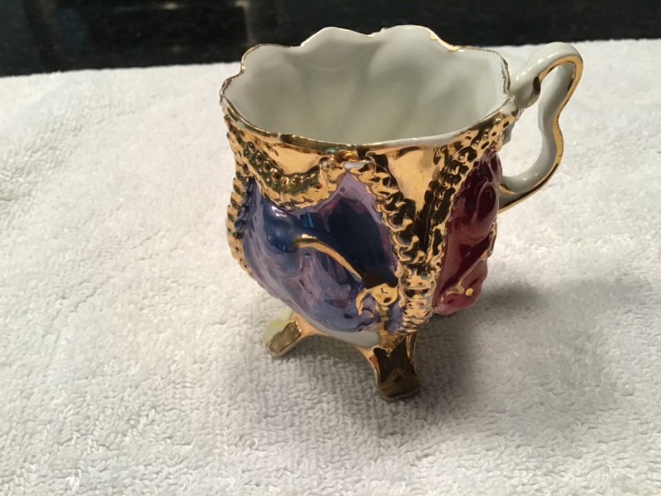 Antique Moustache Mustache Tea Cup Porcelain Cobalt Blue Burgundy and ...