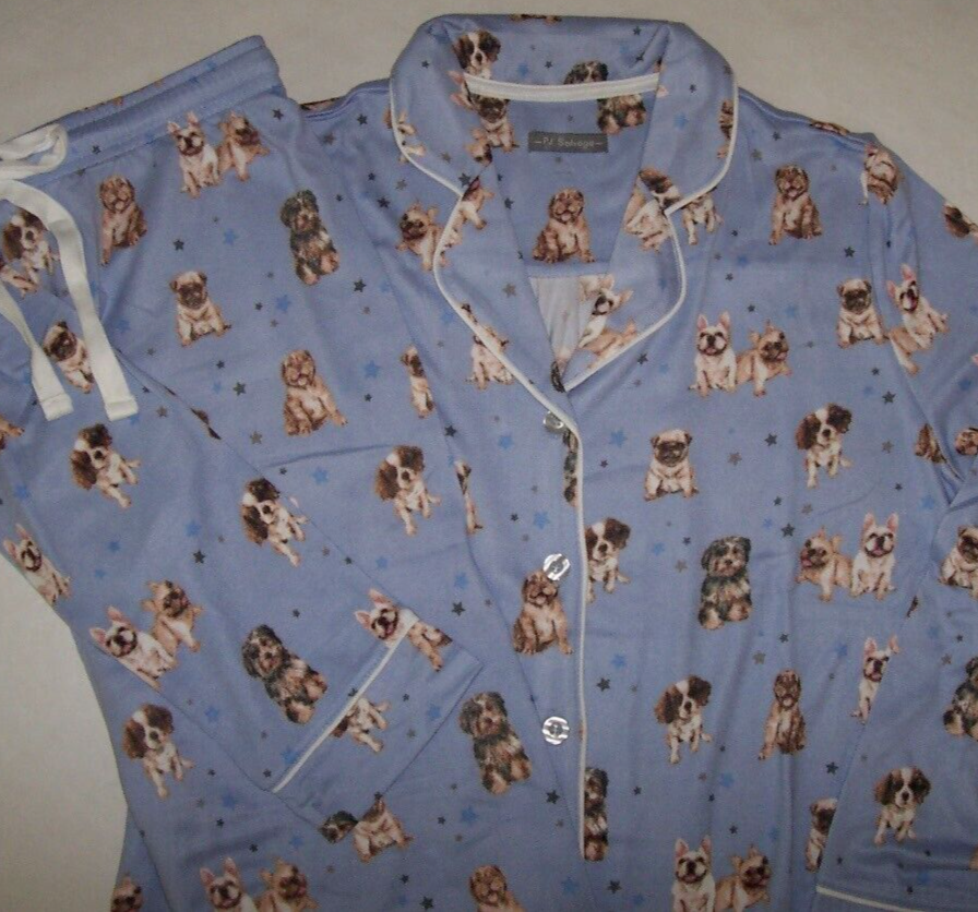 NWT PJ Salvage Periwinkle Blue/Gray/White PUPPY DOGS Peachy Knit Pajama ...