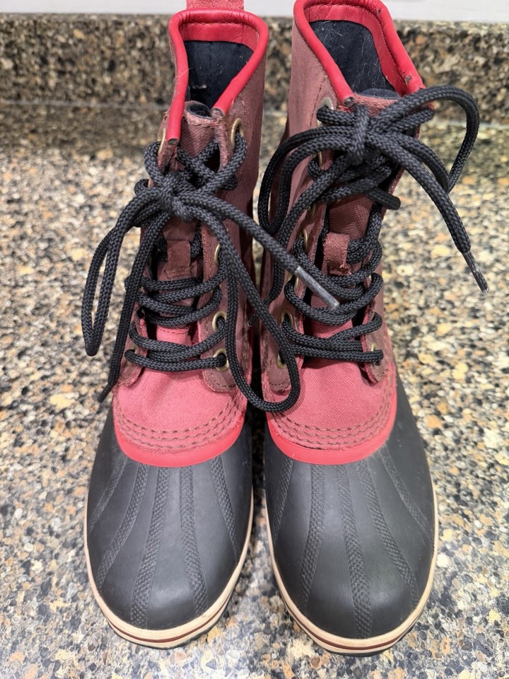 Sorel Slimpack Womens Redwood Candy Apple Mid Calf Lace Up Boots Size 8 ...