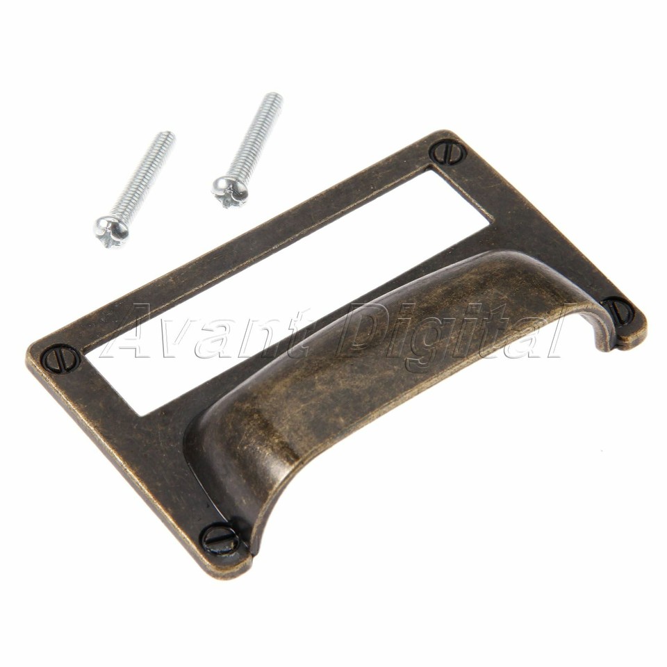 81*51mm Office Library Cabinet Drawer File Tag Frame Label Holder Pull ...