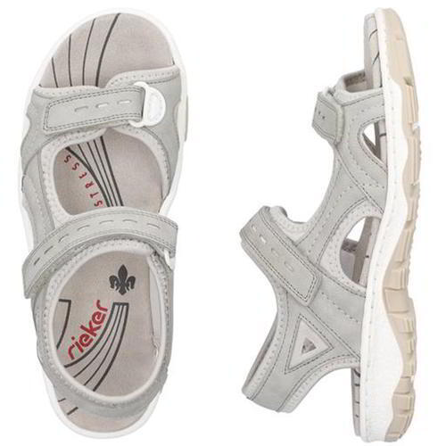 Rieker Womens Ladies 68866 Grey Adjustable Comfort Walking Sandals Size ...