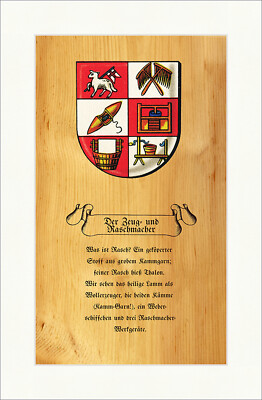 Der Zeug- und Raschmacher Pine Zirbenholz Arve Nostalgieschild Zunft ...