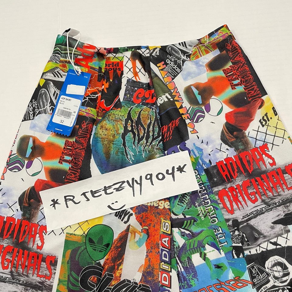 Womens Size XS Adidas Originals Allover Print Asymmetrical Drape Skirt ...