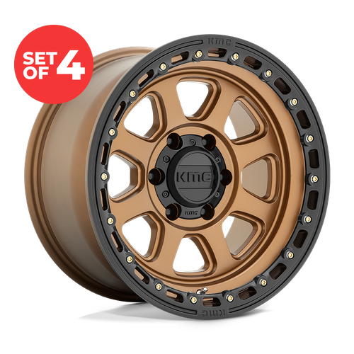 (Set of 4) KMC KM548 CHASE Wheels 17x9 6x139.7 0 mm Bronze Rims 17 ...