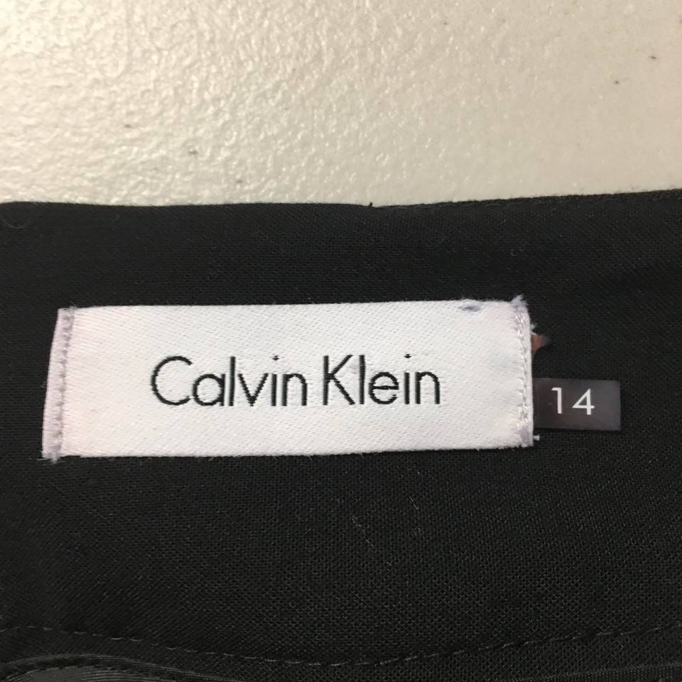 Calvin Klein Skirt Womens 14 Black Pencil Knee Length Back Zip Office ...