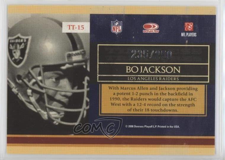 2008 Donruss Classics Timeless Treasures Silver /250 Bo Jackson #TT-15 ...
