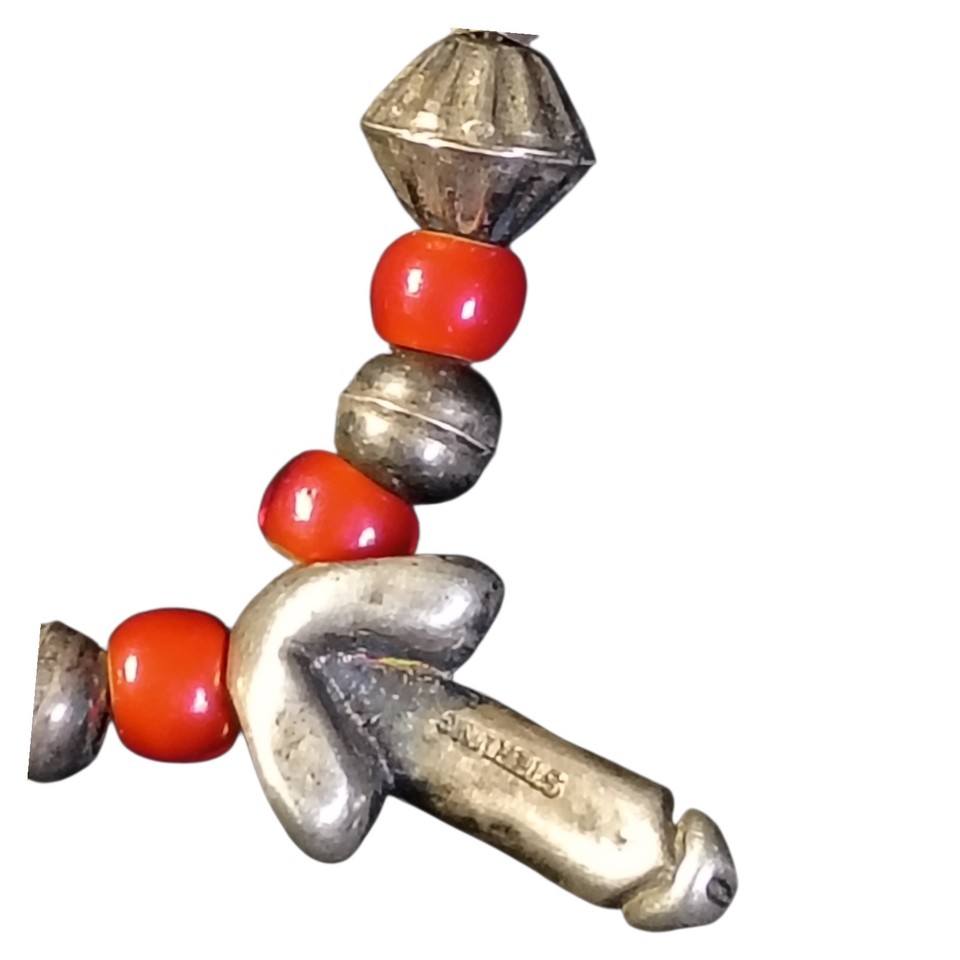 Southwestern Style Sterling Silver Phallic penis Bench Beads Necklace ...
