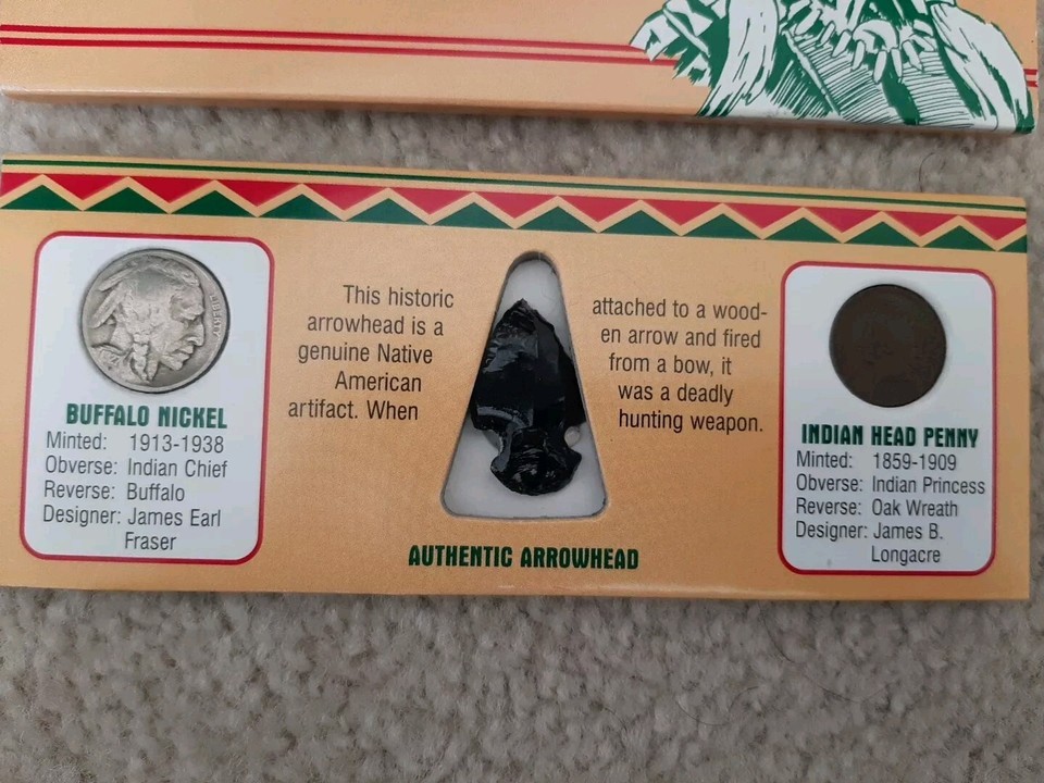 Authentic Native American Arrowhead and Coin Collection Nickel & Penny ...