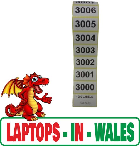 1000 Sequential Number Labels / Stickers Self Adhesive Numbers 3000 ...