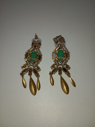 Stella & Dot Jardin Jade Multi-Color Rhinestone Earrings Dangle Fringe ...