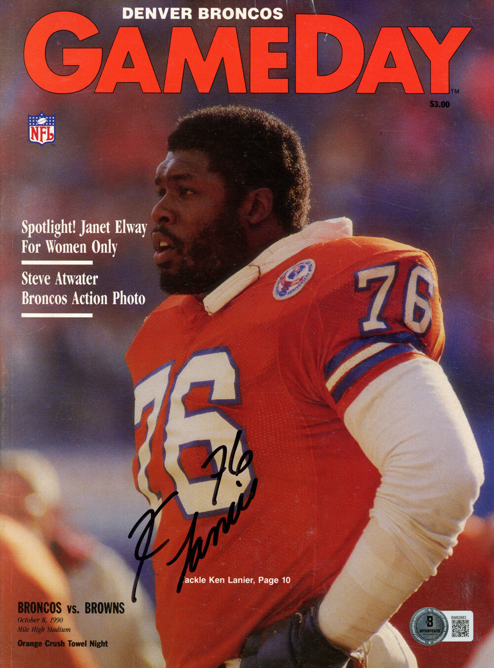 Ken Lanier Signed Denver Broncos 10/8/90 Gameday Magazine BAS 45474 | eBay