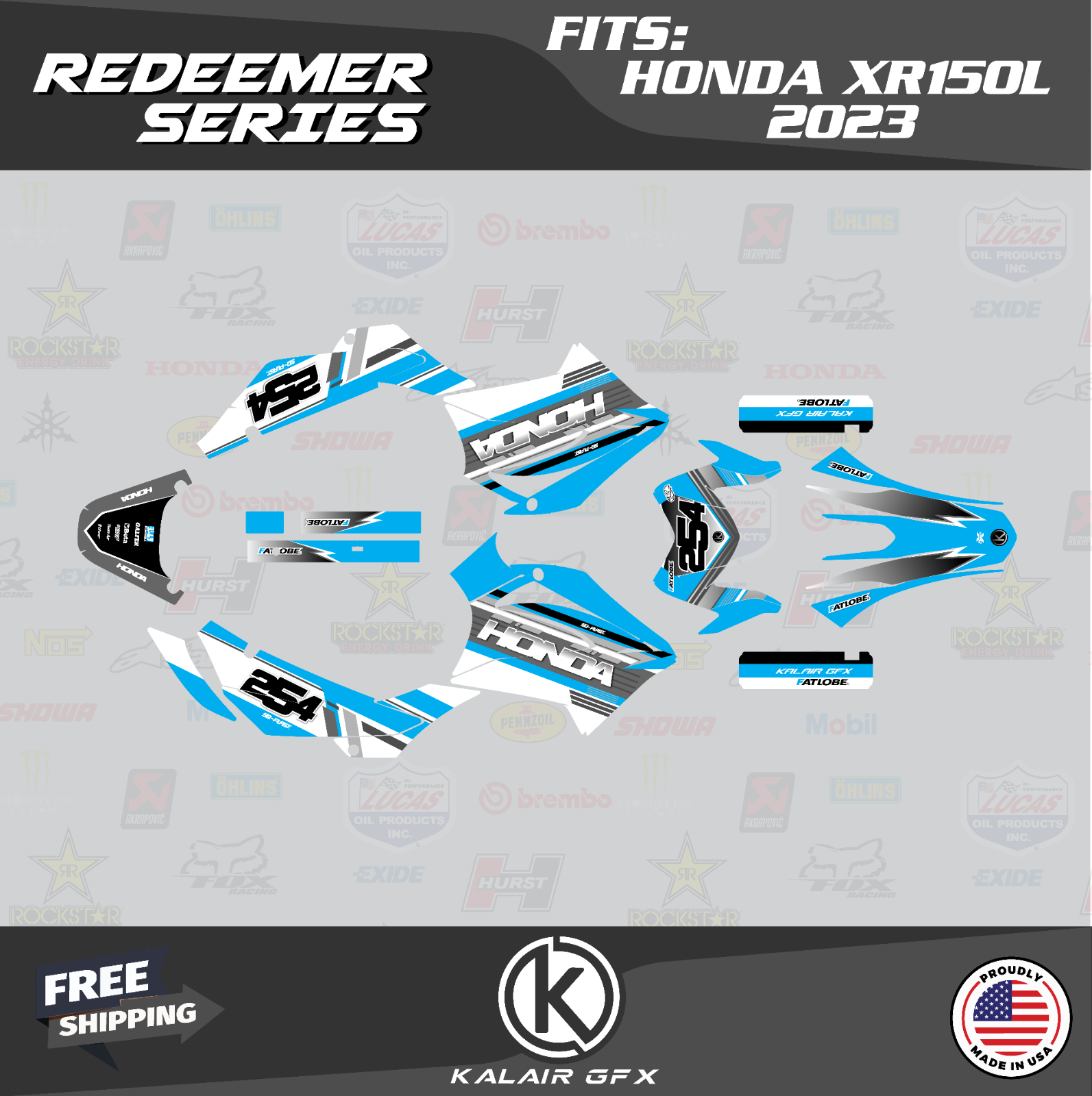 Graphics Decal Kit for Honda XR150L XR 125L ( 2023+) Redeemer Series ...